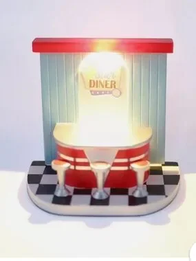 lit novelyty figural | Accents | Red Retro Jukebox And Diner Playset ...